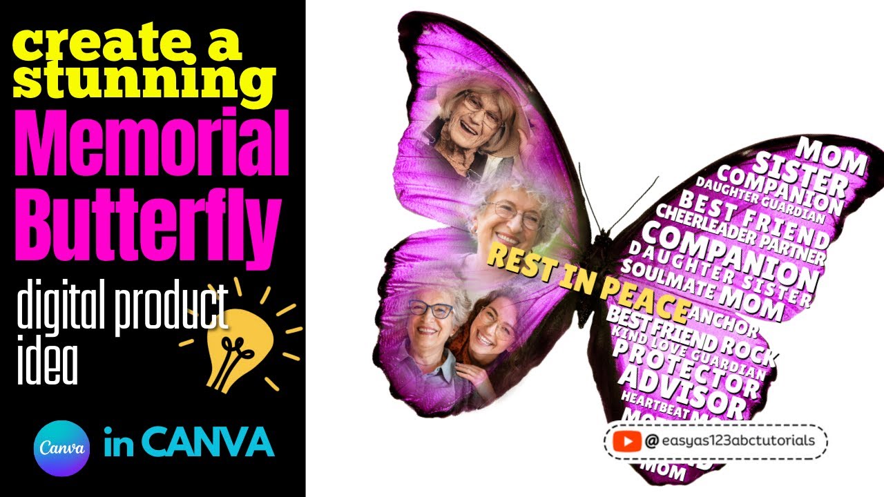 Create Memorial Butterfly Canva Tutorial for Beginners Step by Step ...