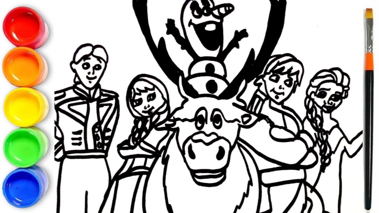 How to draw Frozen Character | Elsa, Anna, Kristoff, Sven, Olaf ...