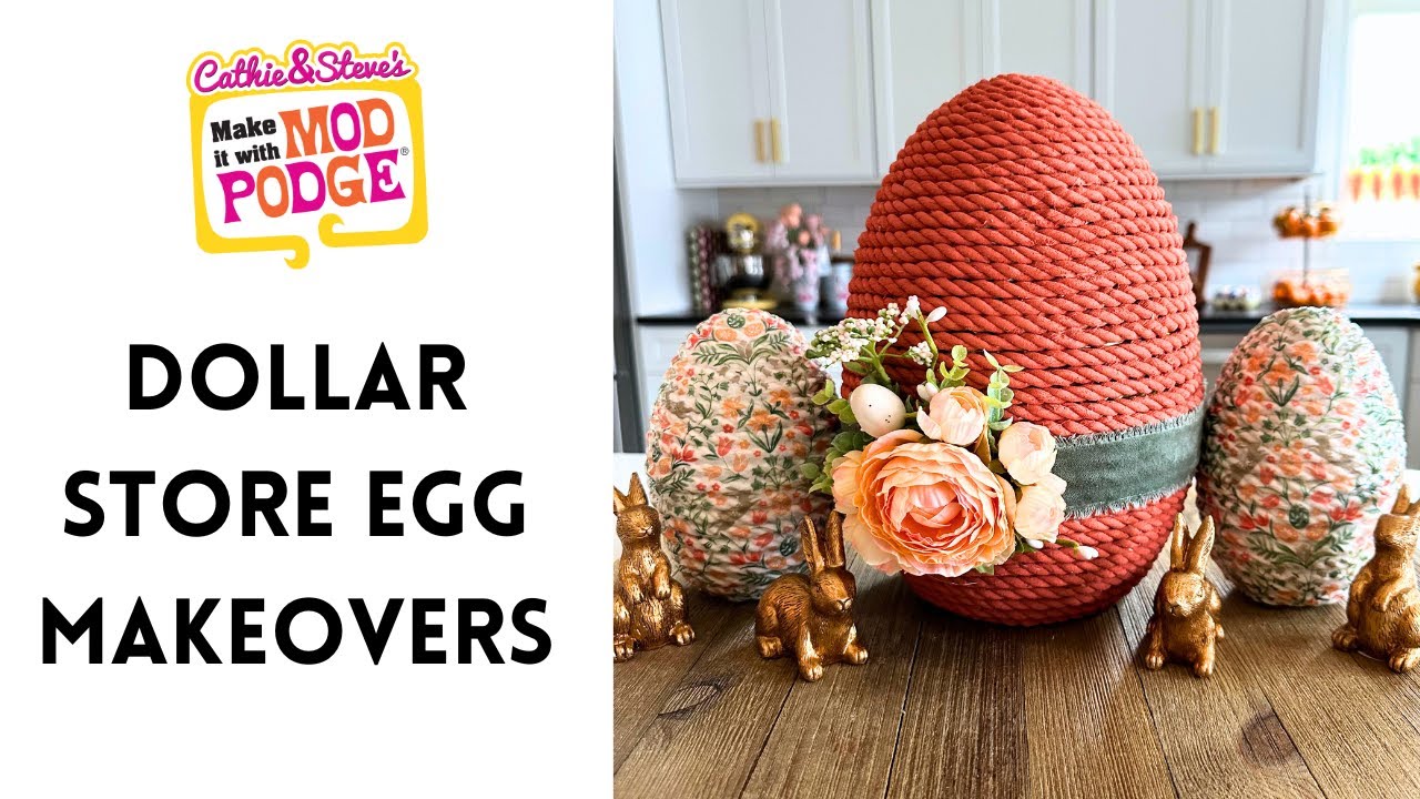 Dollar Tree Easter Egg Makeovers with Rope and Napkins - YouTube
