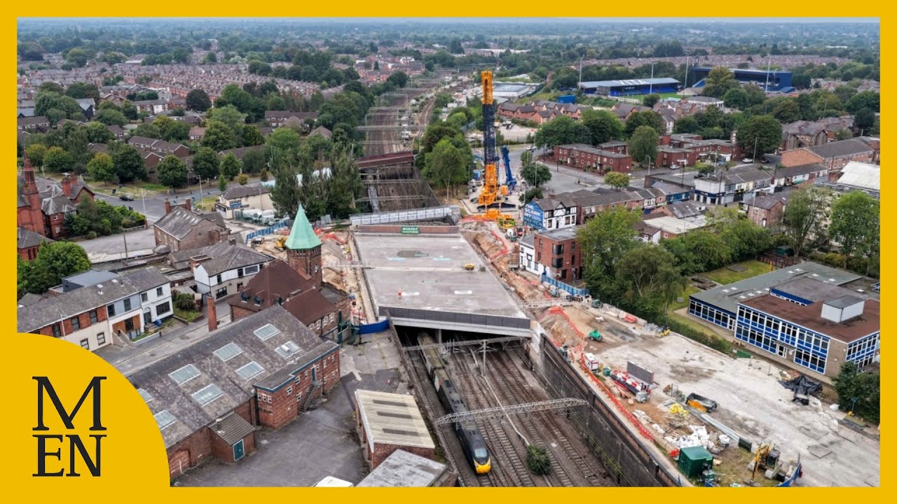 Incredible footage shows Stockport railway bridge installed as line ...