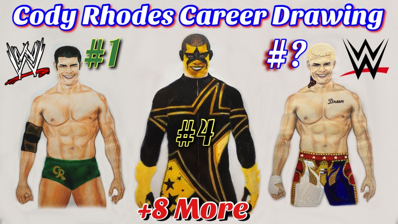 Cody rhodes wrestling career drawing |11 attires|... - YouTube