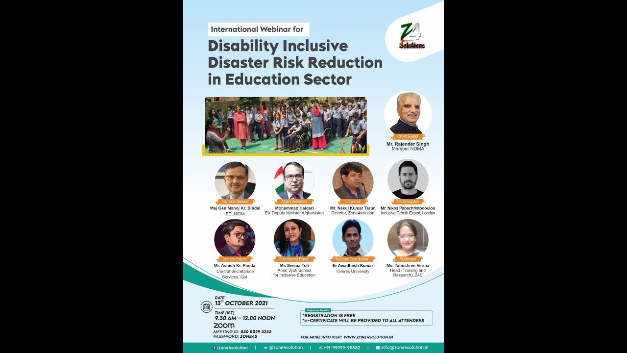 International Webinar for disability Inclusive Disaster Risk Reduction ...