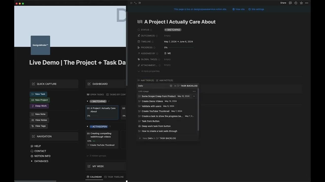 Creating your first project using the Project + Task Dashboard by DesignMinder™ - YouTube