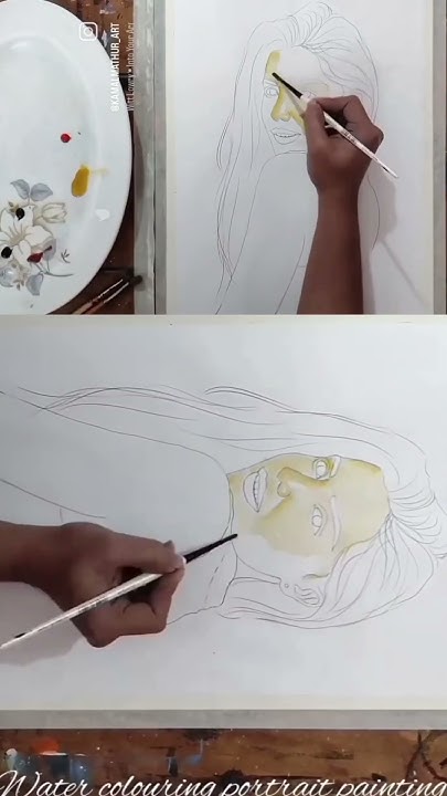watercolour portrait tutorial for beginners 🌸||#watercolourpainting #viral #shorts - YouTube