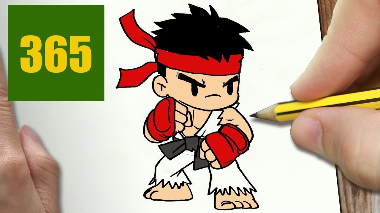 HOW TO DRAW A RYU CUTE, Easy step by step drawing lessons for kids ...