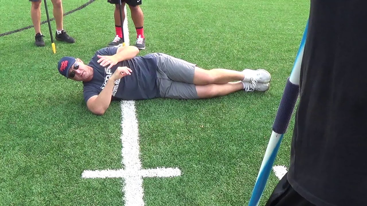 stretch for javelin throwers, Coach Pukstys at Howard Wood - YouTube