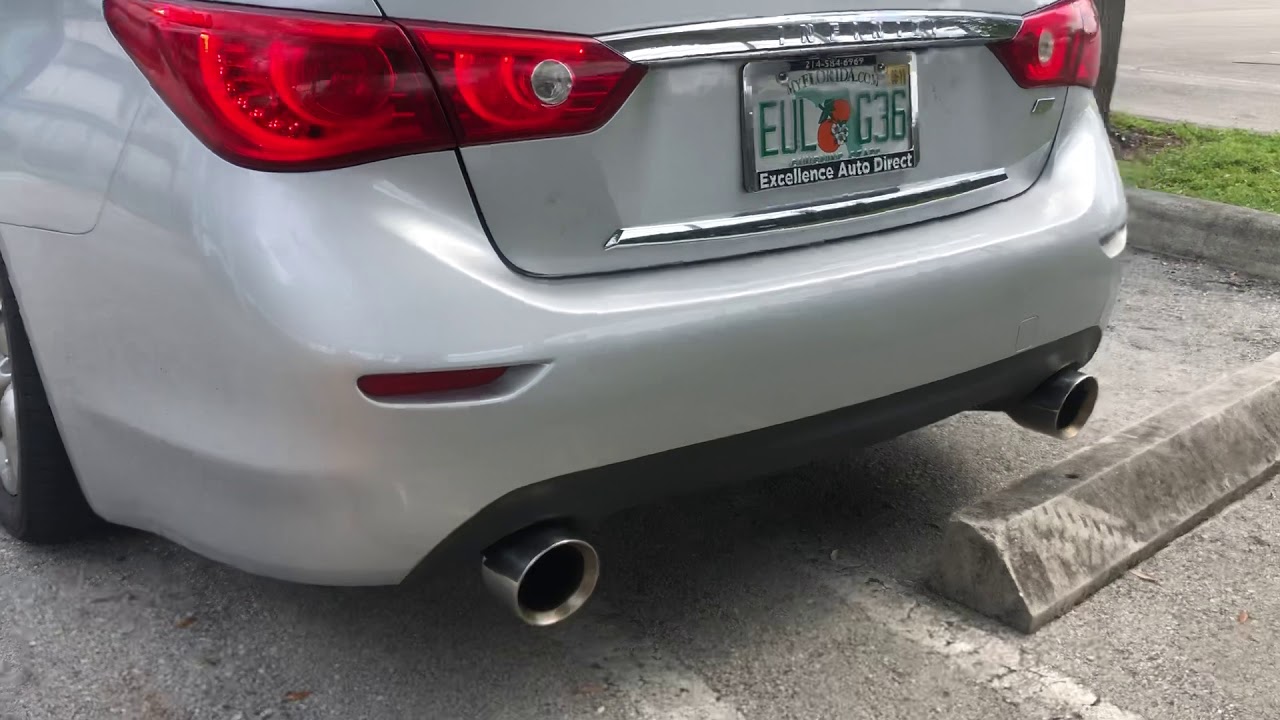Q50 3.7 with magna flow mufflers - YouTube