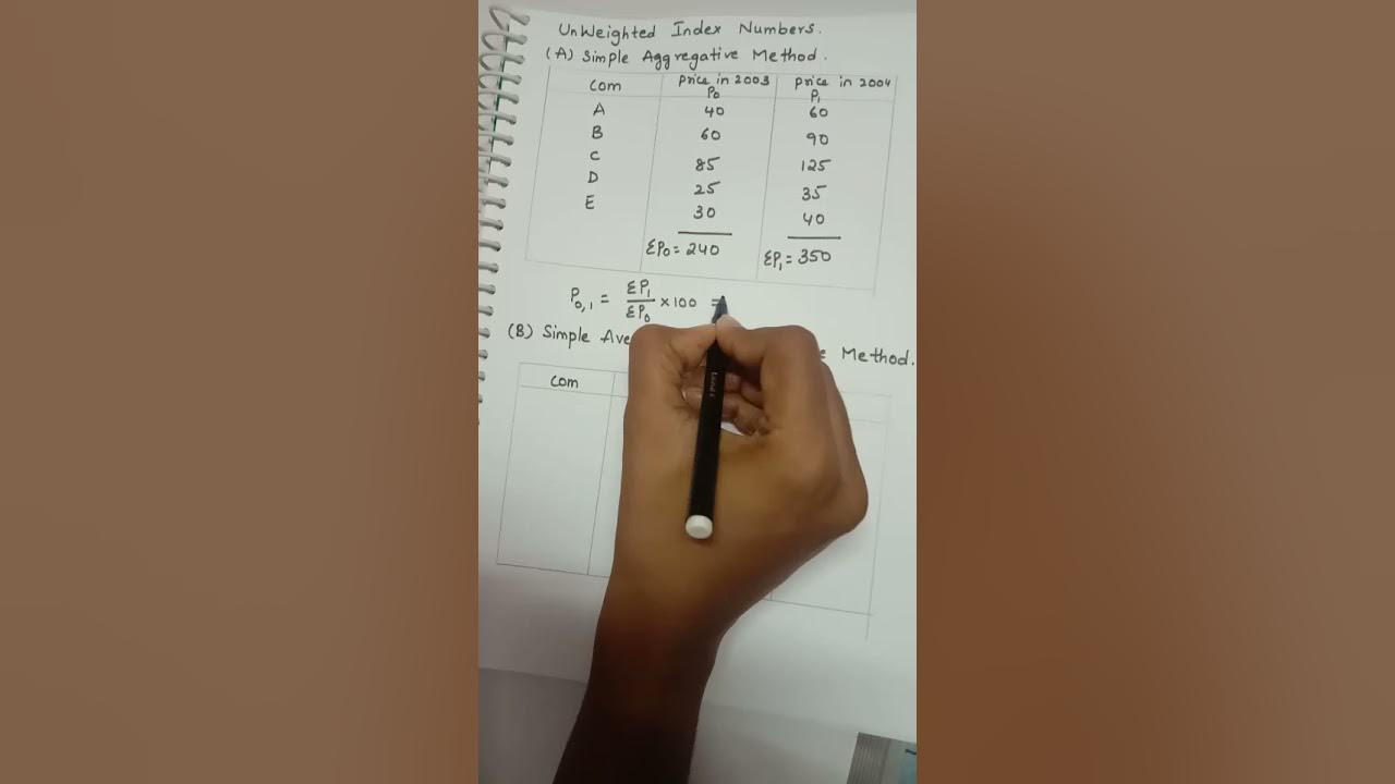 simple aggregative and simple average method in index numbers - YouTube