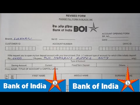 Bank Of India Joint Account Opening Form Fill UP 2026 ? - YouTube