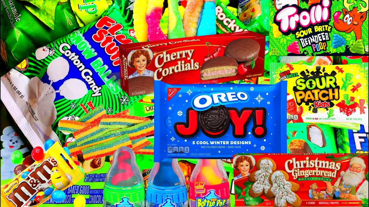 NEW PINK BLUE RED GREEN SNACKS CHRISTMAS CANDY CANE CHOCOLATE SOUR ...