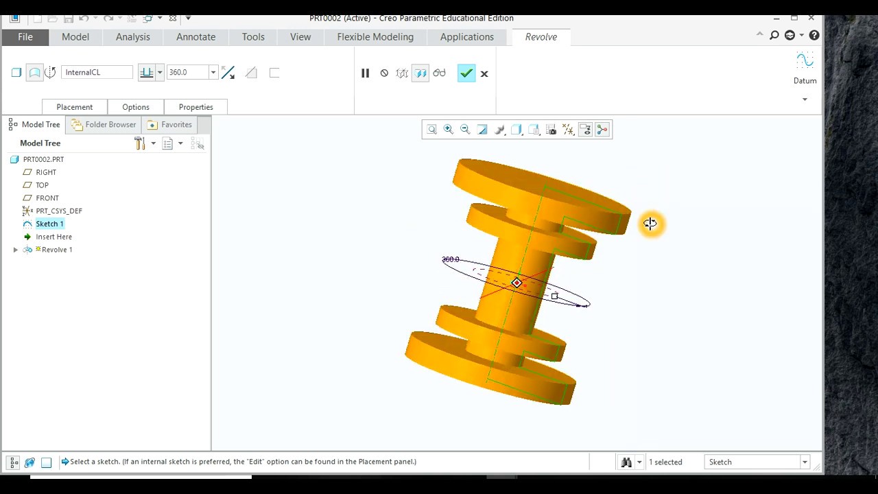 REVOLVE COMMAND IN CREO 4. 0 IN HINDI - YouTube