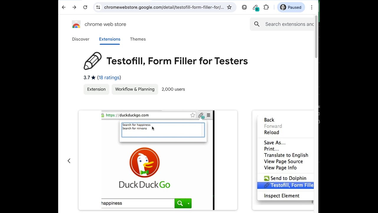 Short demo of the Testofill Chrome extension for filling in forms (v0 ...