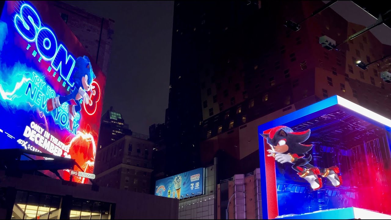 Sonic the Hedgehog 3 Movie Billboards NYC \ Sonic 3 Movie Billboard ...