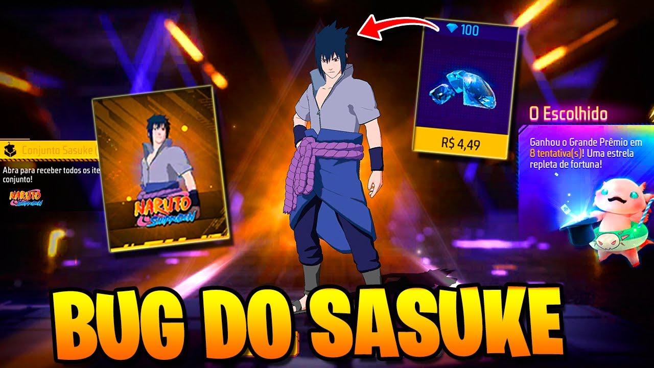 PEGUEI O SASUKE POR 100 DIMAS! COMO PEGAR A SKIN DO SASUKE NO FREE FIRE ...