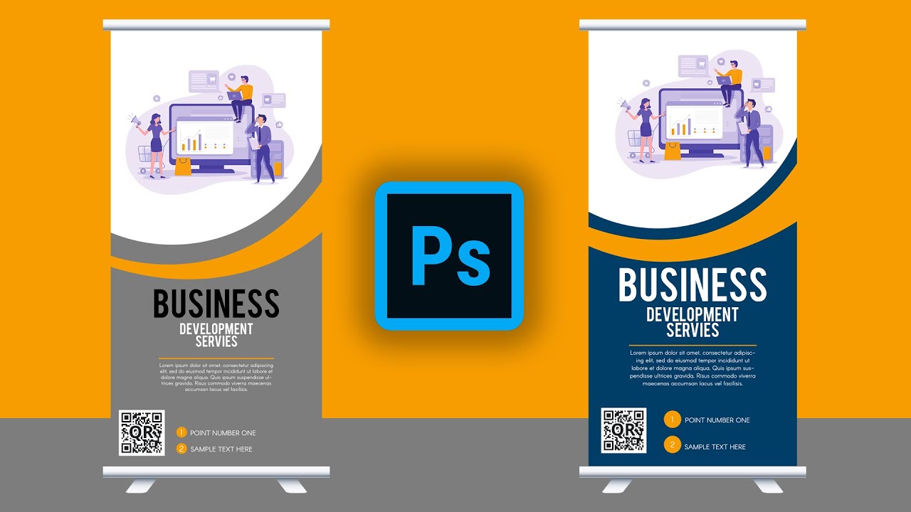 How To Design Professional Roll Up Banner | Photoshop Tutorial - YouTube