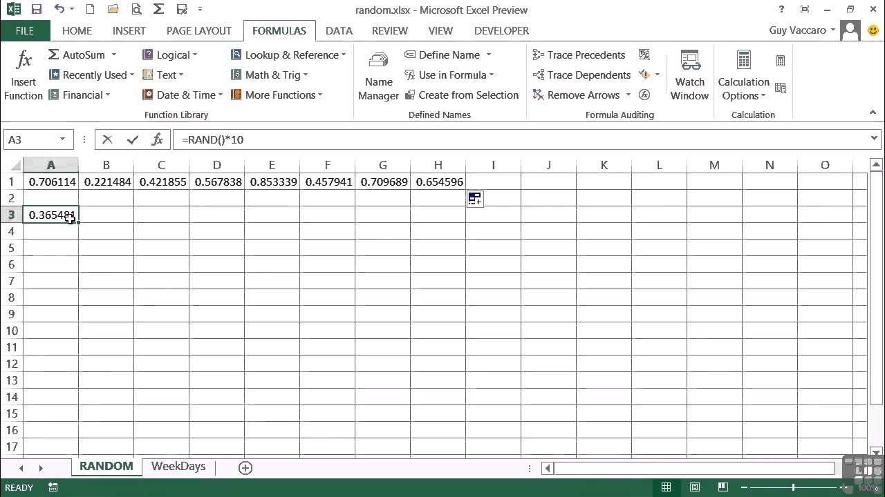 Advanced Microsoft Excel 2013 Tutorial | Generate And Use A Random Number - YouTube