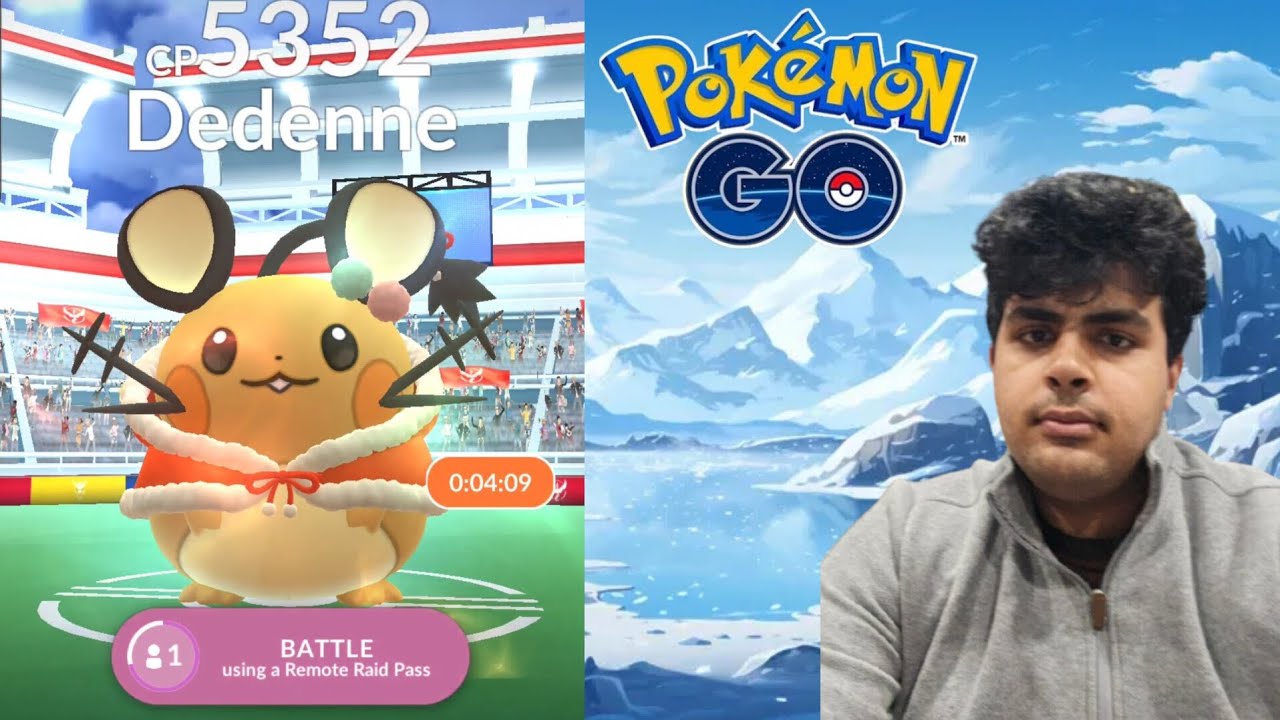 Pokémon GO Dedenne Wearing A Holiday Attire Outfit Raid - YouTube