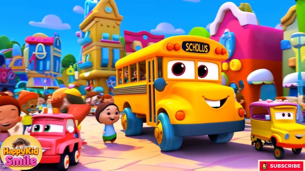 Sing Along! 🎤 The Wheels on the Bus |Nursery Rhymes @HappyKidSmile ...