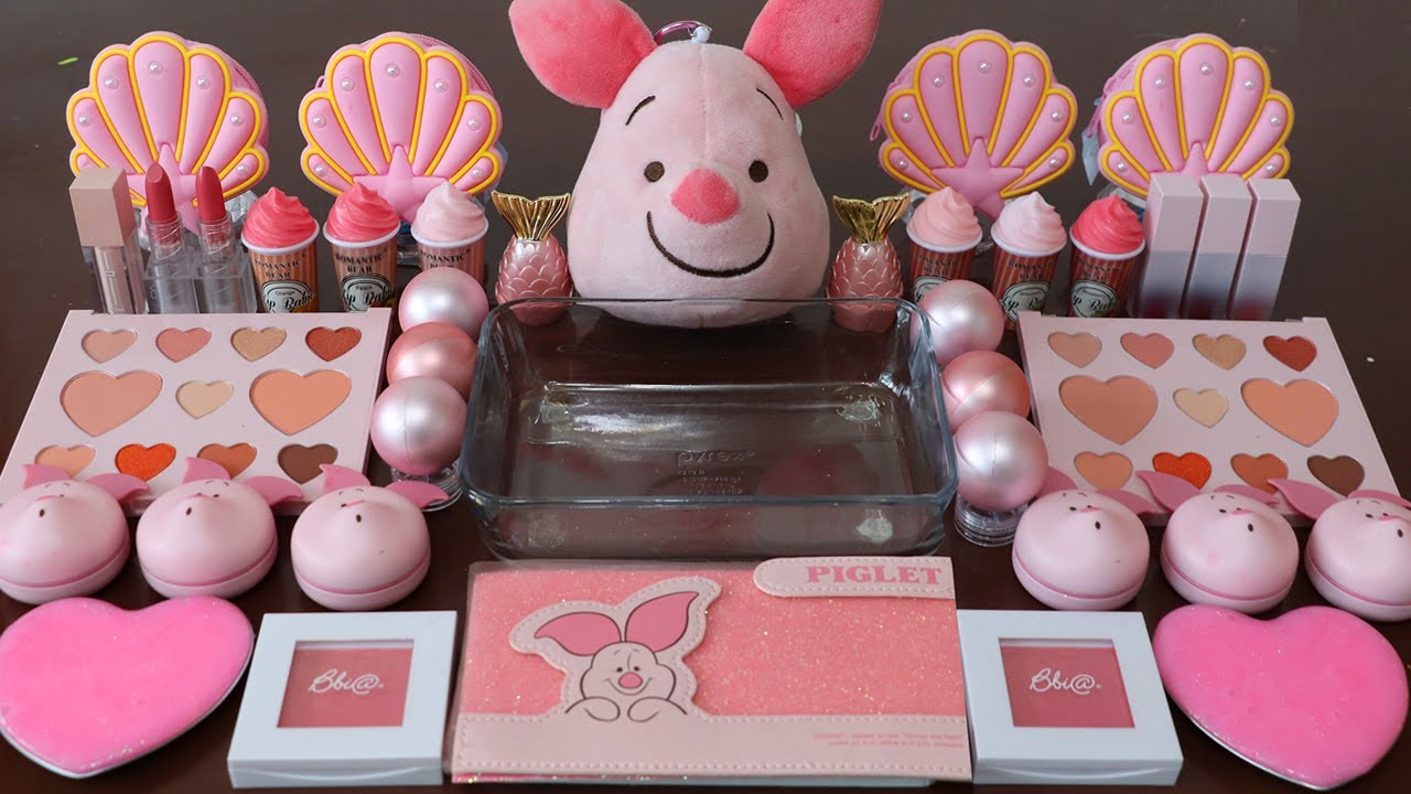 Mixing”Pink Piglet” Eyeshadow and Makeup,parts,glitter Into Slime ...
