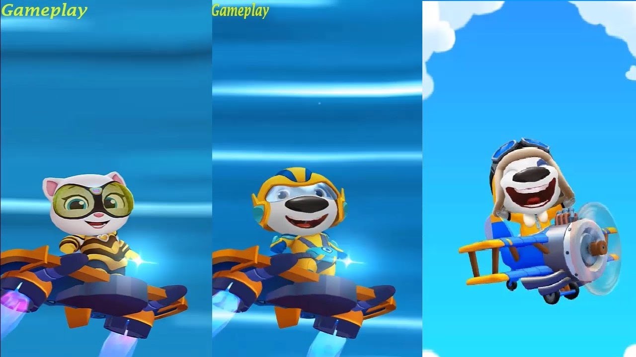 Talking Tom Sky RUN VS Talking Tom Hero Dash QUEEN BEE ANGELA VS SUPER ...
