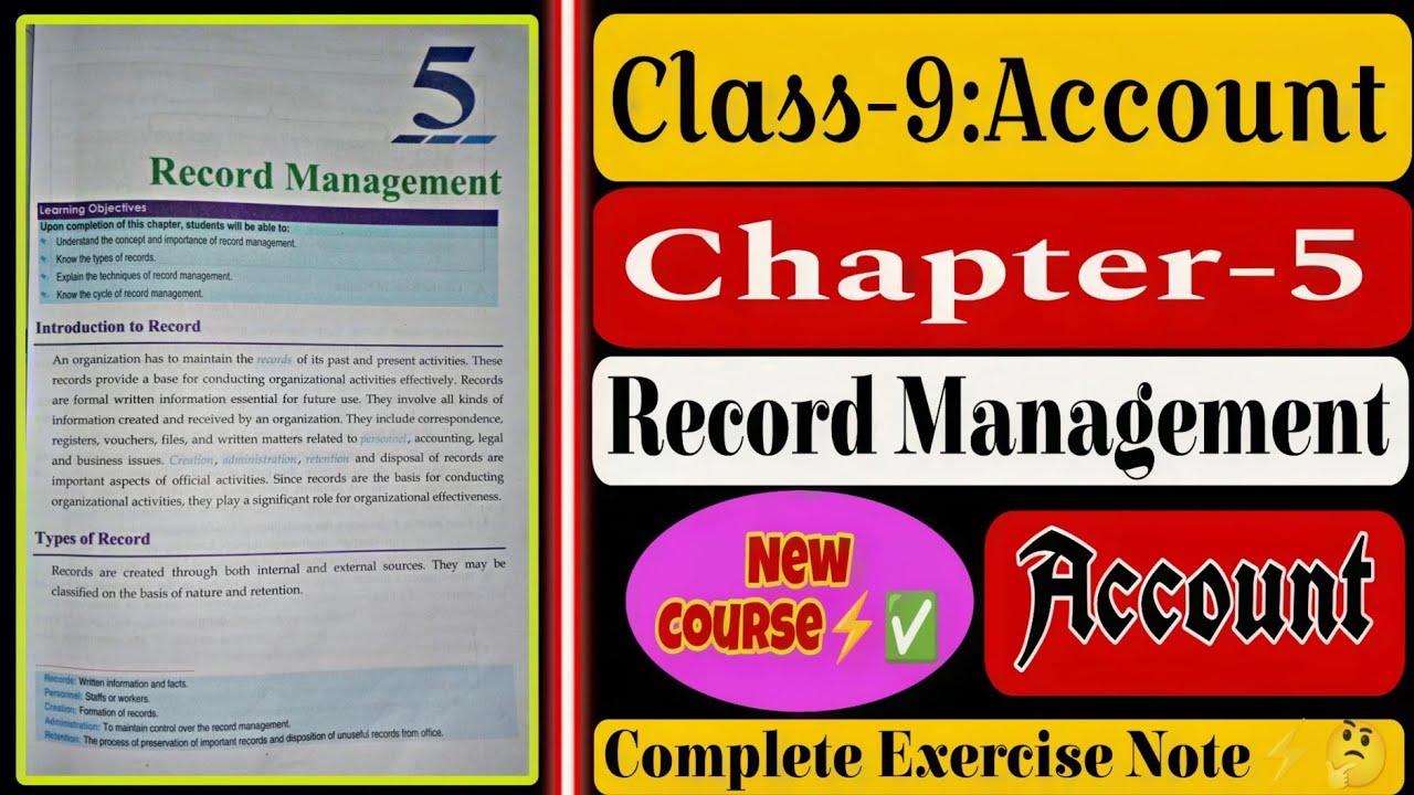 Class 9 Account Chapter 5 Record Management Full Exercise class-9-account-chapter-5-record-management-full-exercise