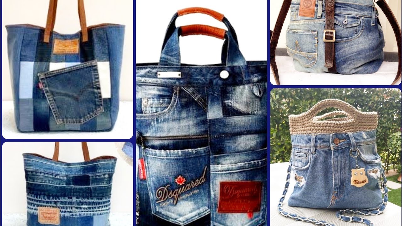 Very Pretty Denim Patchwork upcycling Totebags ideas2024 - YouTube