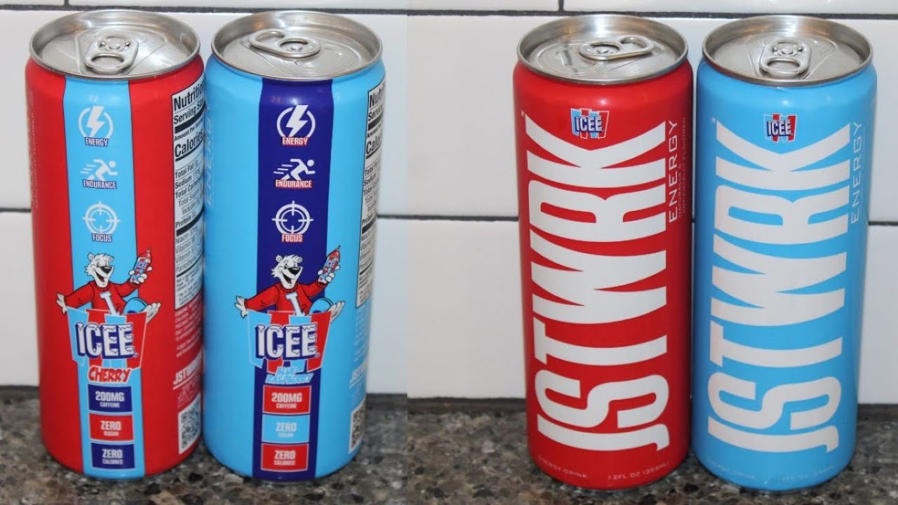 JST WRK Energy Drink ICEE Cherry & Blue Raspberry Review - YouTube