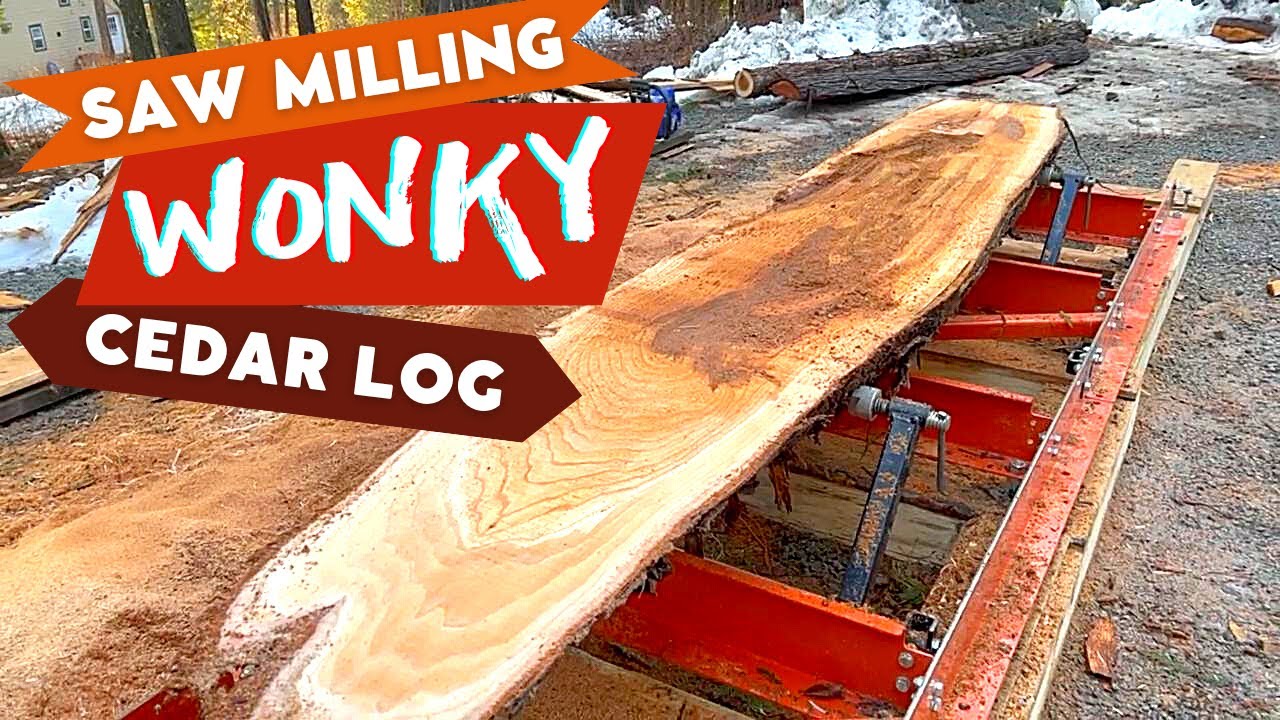 Saw Milling a Crooked Splintered Cedar Log | Worth the Effort? - YouTube