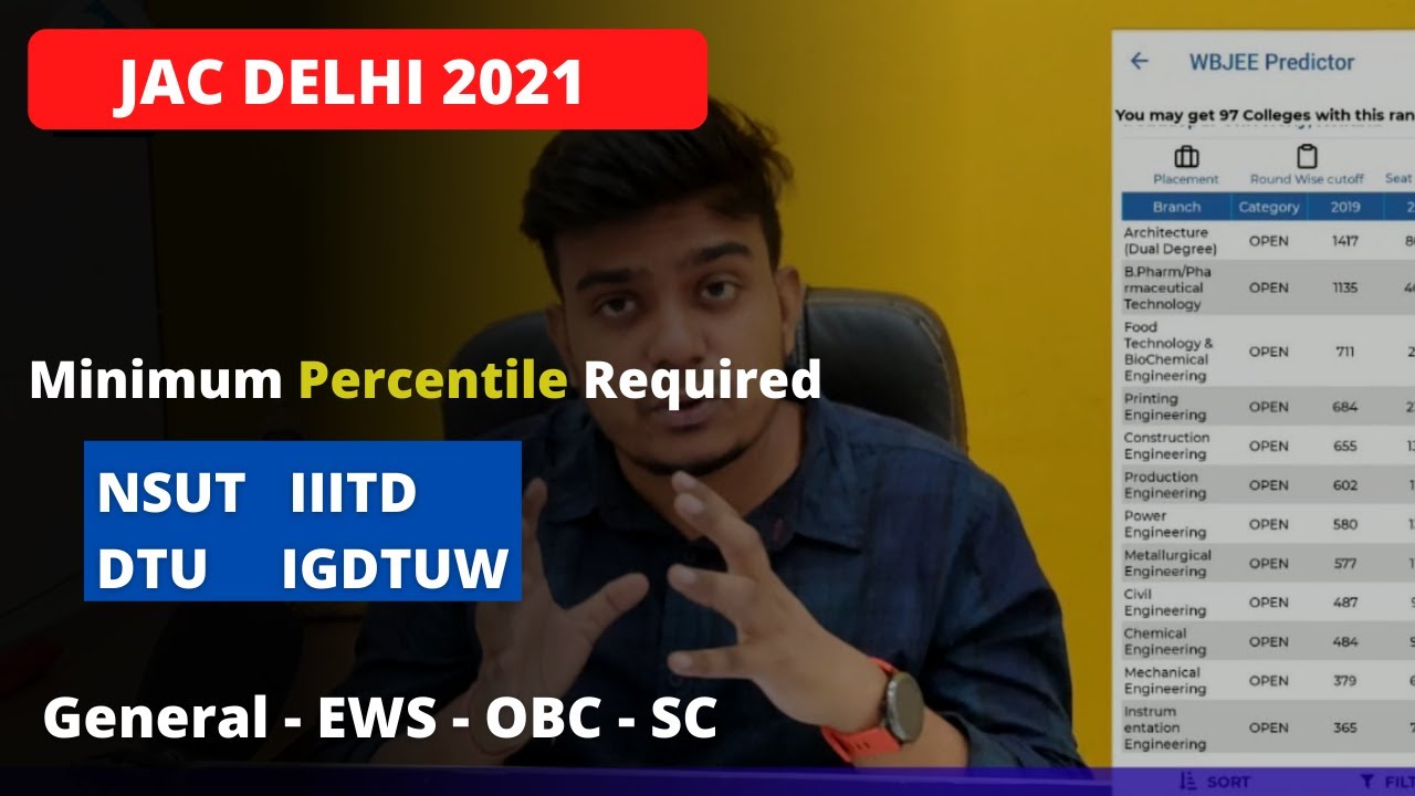 Minimum Jee Main Percentile for JAC Delhi Colleges | DTU NSUT IIITD ...