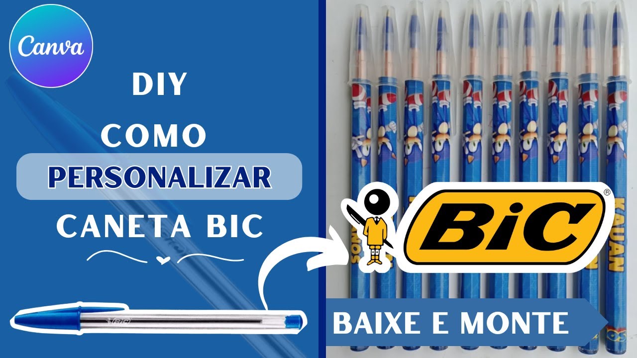 DIY - COMO PERSONALIZAR CANETA BIC USANDO O CANVA - YouTube