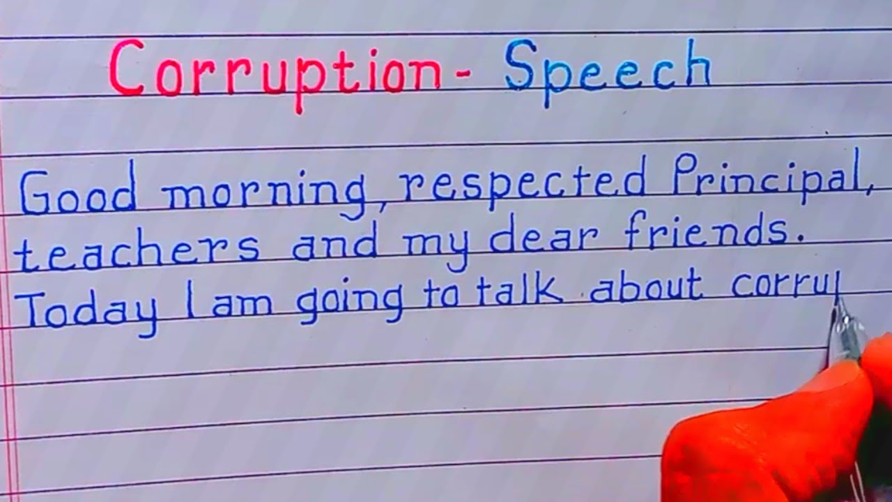 Corruption Speech in English//Speech on Corruption in English// One ...