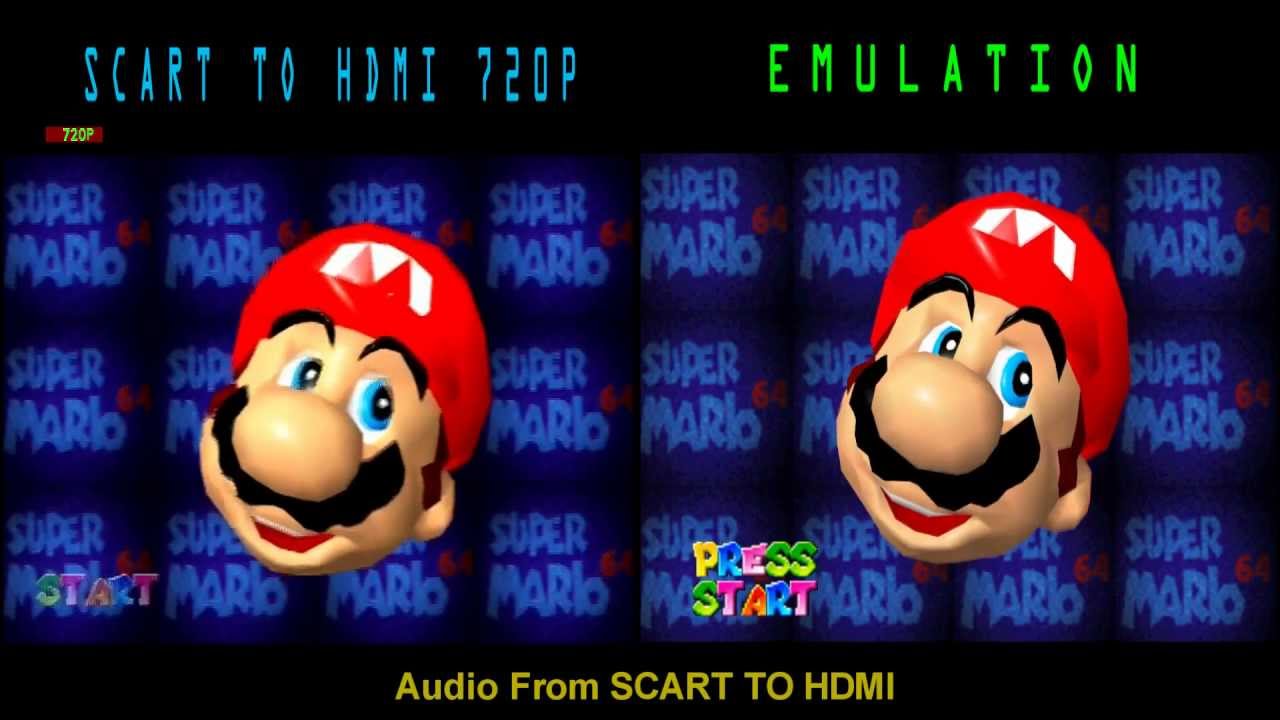 SCART TO HDMI 720p vs Emulation Quality Test || Super Mario 64 - YouTube