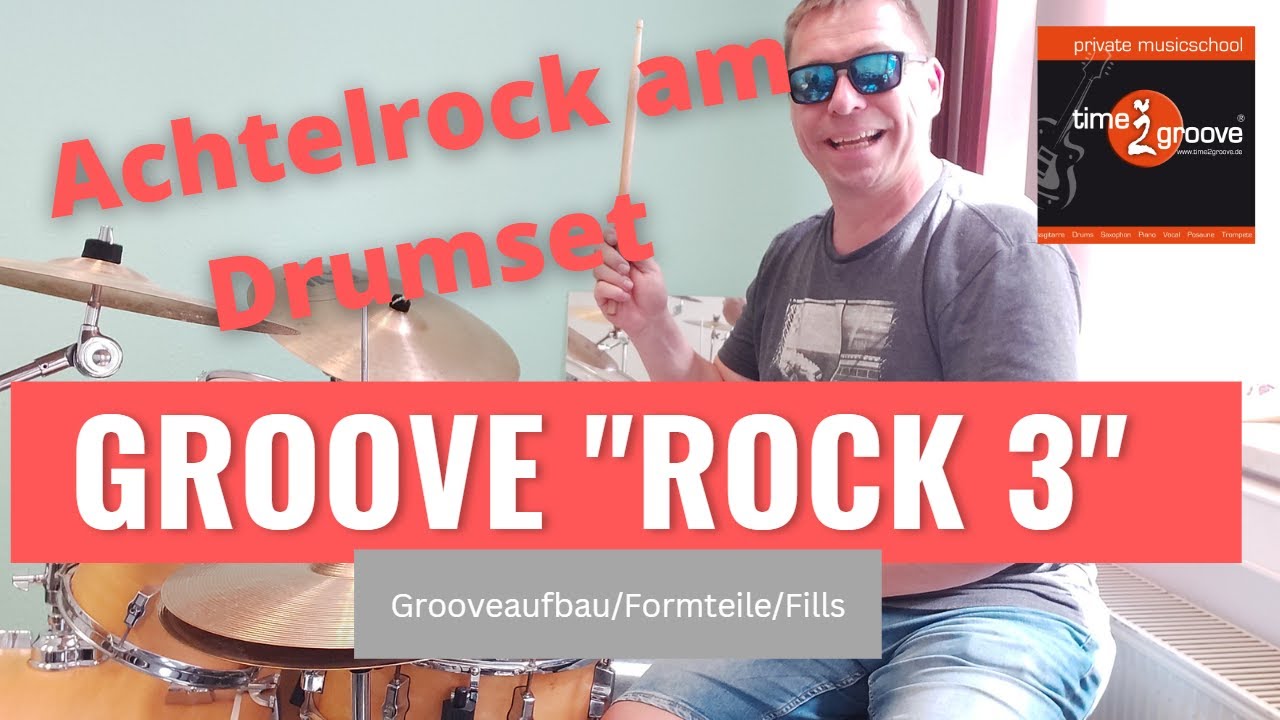 Groove "Rock 3" erklärt bis zum AB incl. Fills - YouTube