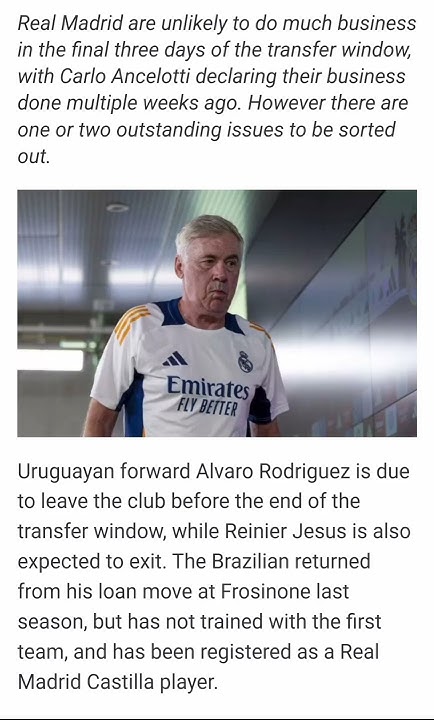 Real Madrid manager Carlo Ancelotti tells Reinier to leave club publicly #football #soccerplayer ...