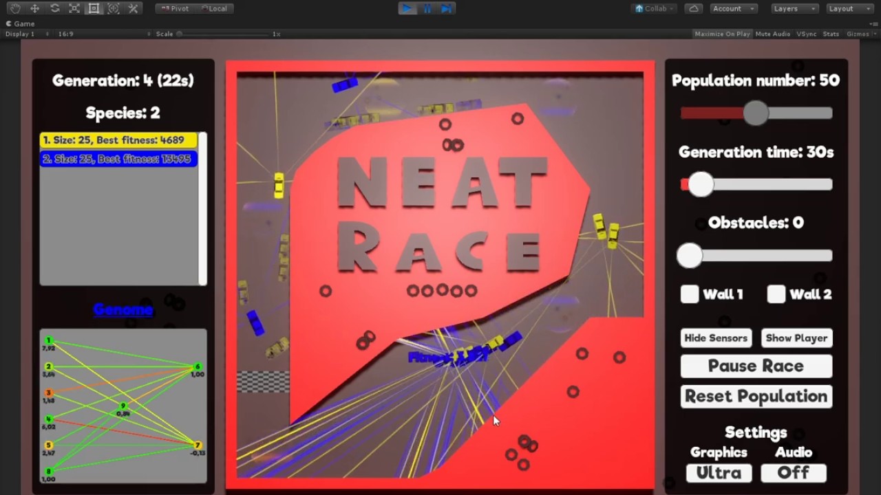 NEAT Race: self-learning cars created from scratch in Unity [Machine ...