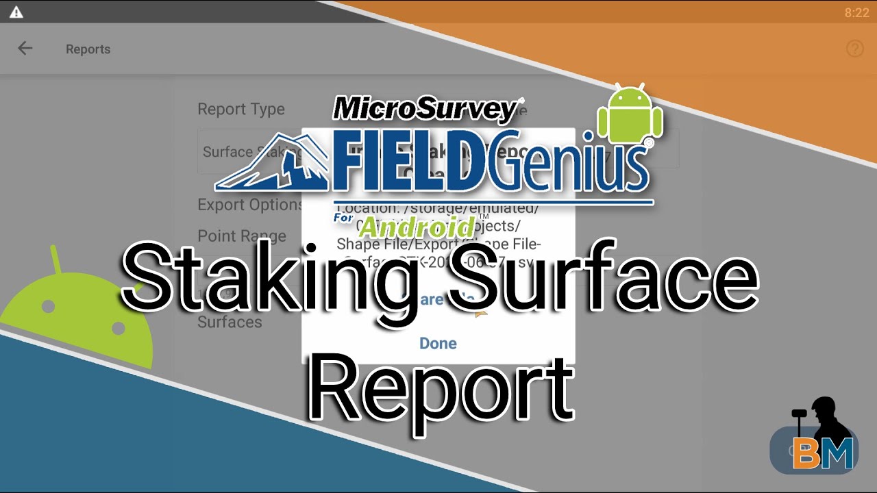 FieldGenius for Android: Surface Staking Report | Bench Mark - YouTube