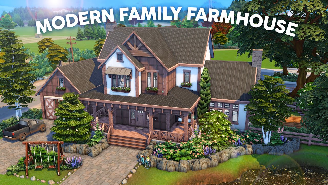 Modern Family Farmhouse // The Sims 4 Speed Build - YouTube