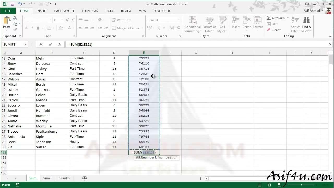 Excel Advanced Functions Training Bangla 52 Sum Function in Excel - YouTube