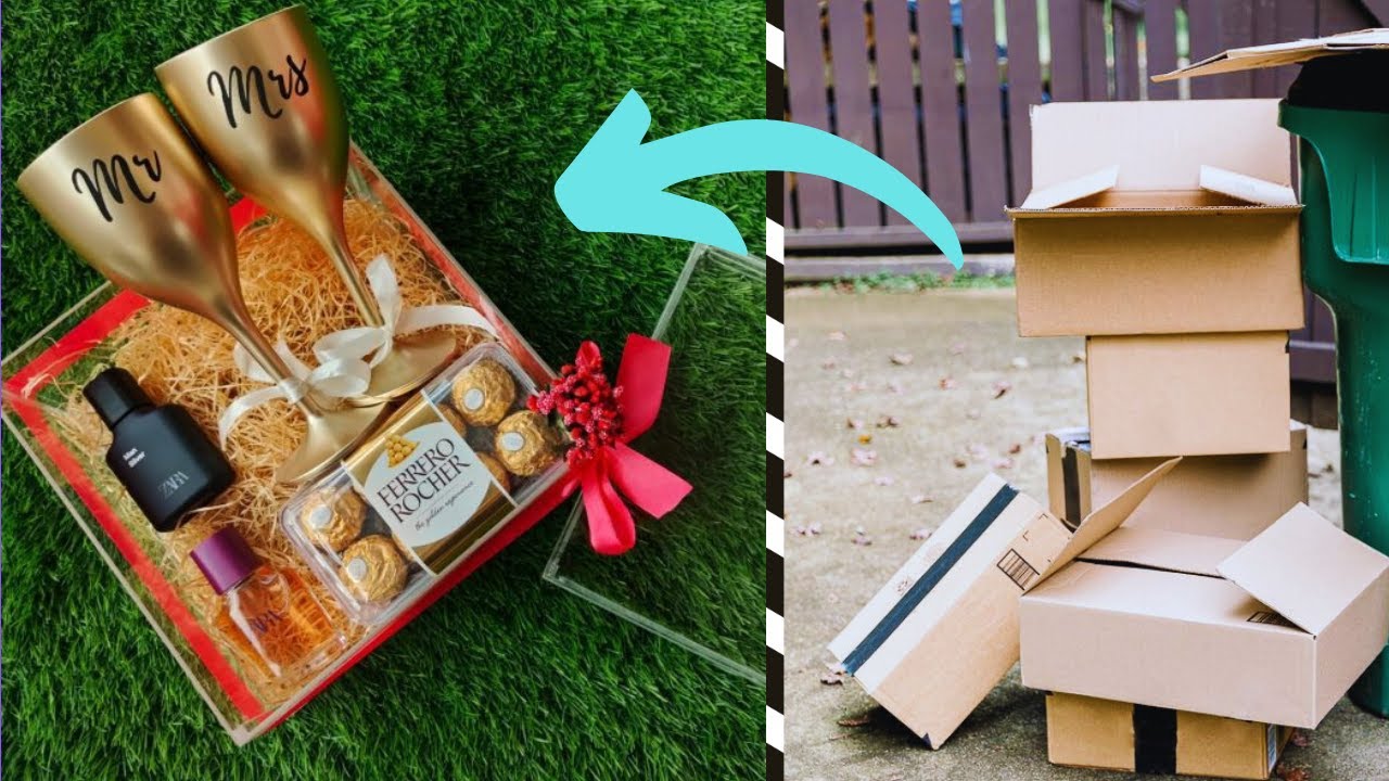 DIY GIFT BASKET IDEA From CARDBOARD BOX | Reuse Idea | Recycle - YouTube