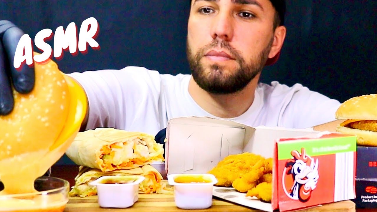 ASMR Eating | BURGER Chicken Cheese and Beef Cheese & Bacon | Food ...