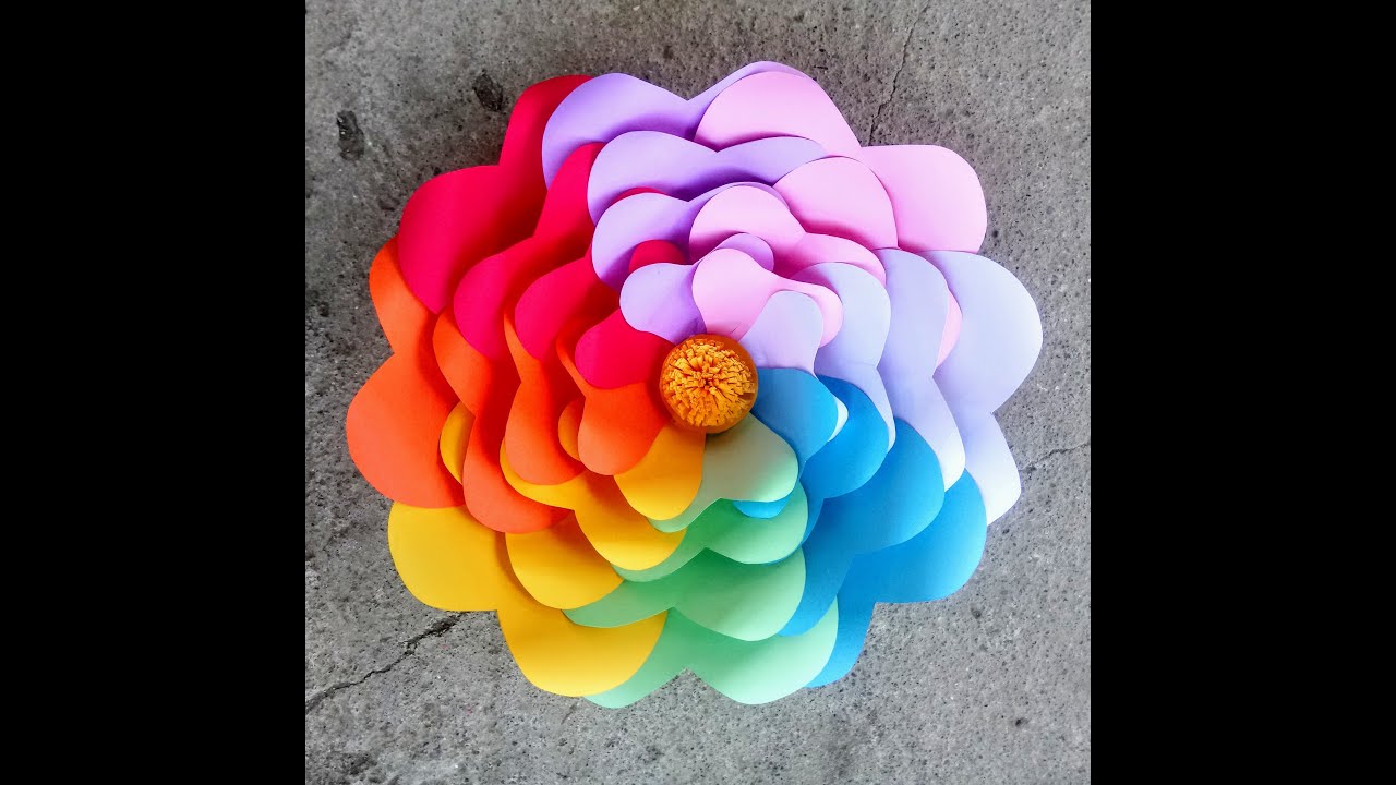 How to make EASY GIANT RAINBOW PAPER FLOWER (DIY Giant Flower) - YouTube
