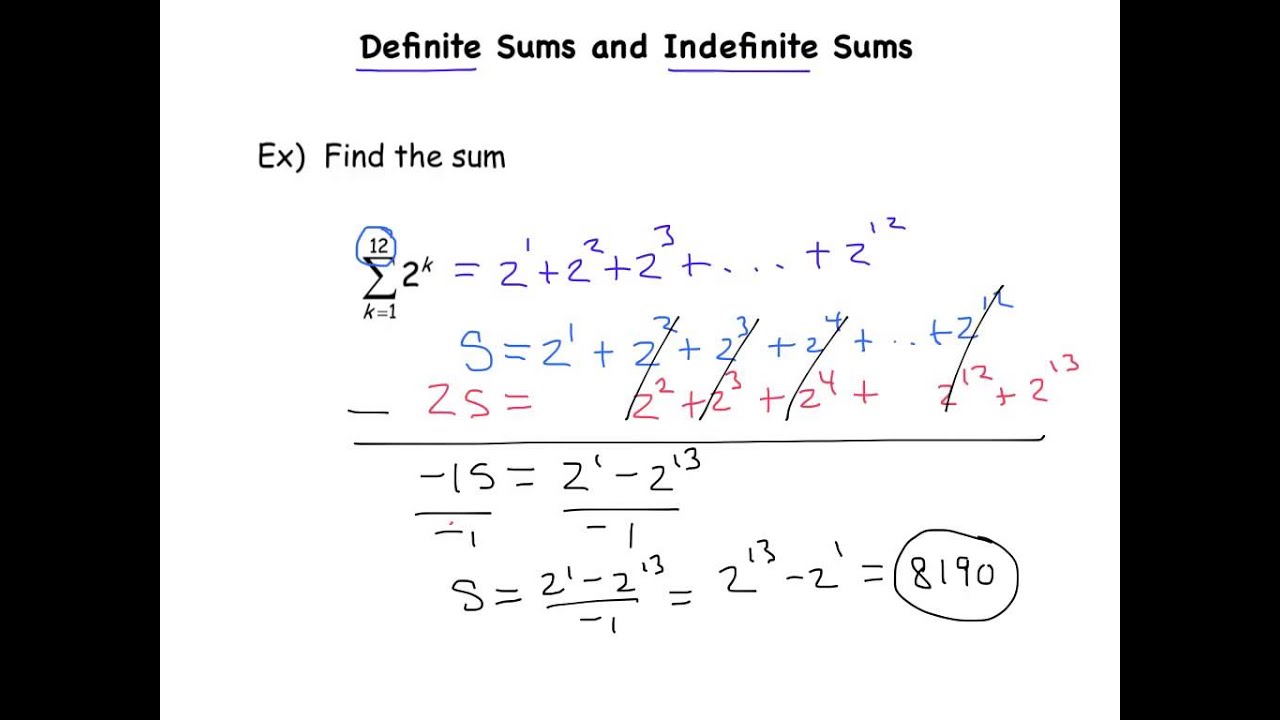 Definite Sums and Indefinite Sums - YouTube