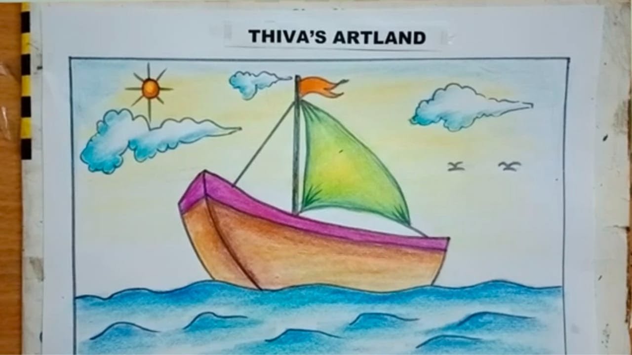 How to draw a boat/Easy drawing for kids/Shading techniques for ...