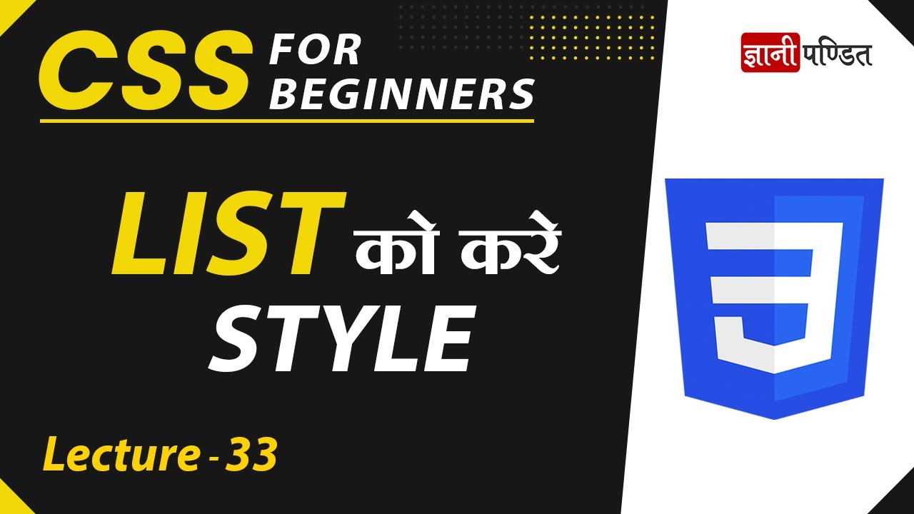 CSS List Properties Lecture 33 CSS For Beginners YouTube CSS List Properties Lecture 33 CSS For Beginners YouTube