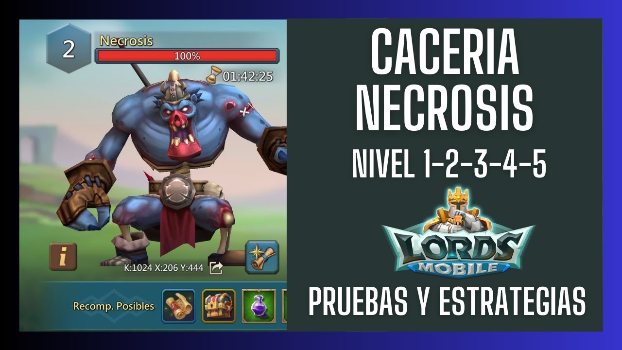 💀 Lords Mobile ES - Cacería NECROSIS Nivel 1-2-3-4-5 / Analisis y ...