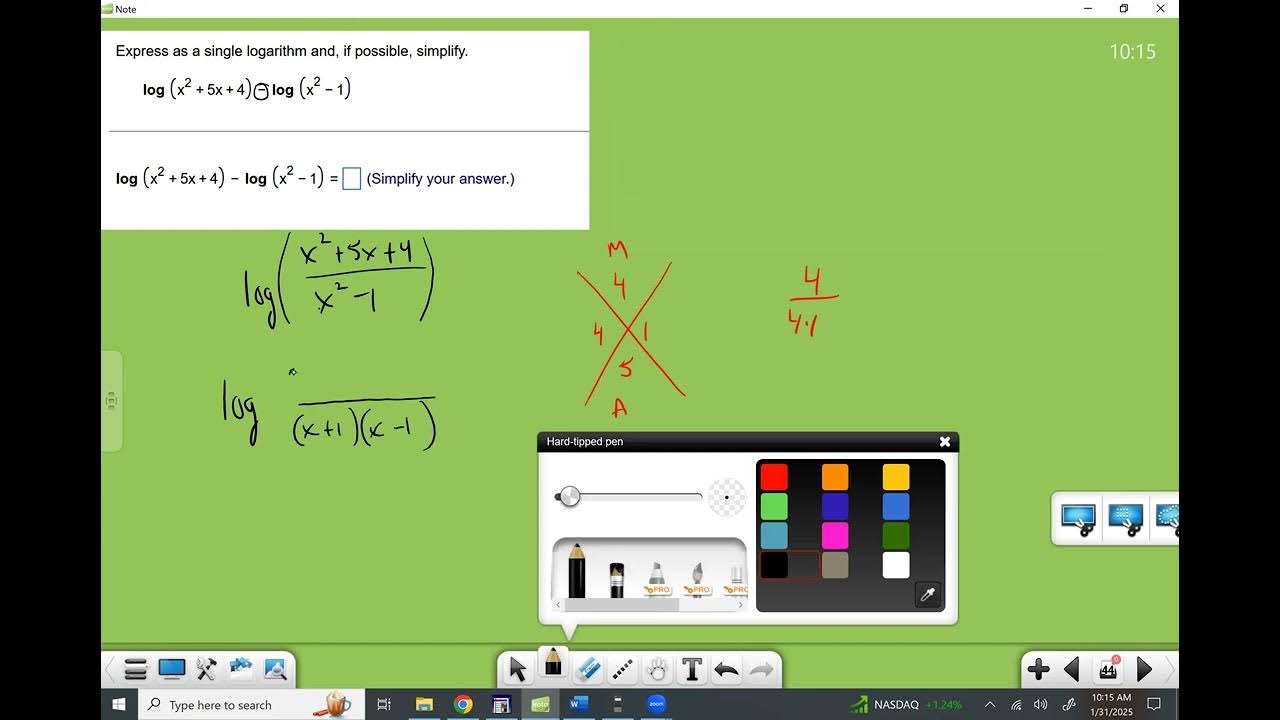 HW 5.4 #13 Expressing Multiple Logarithms as a Single Logarithm (Factoring Required) - YouTube