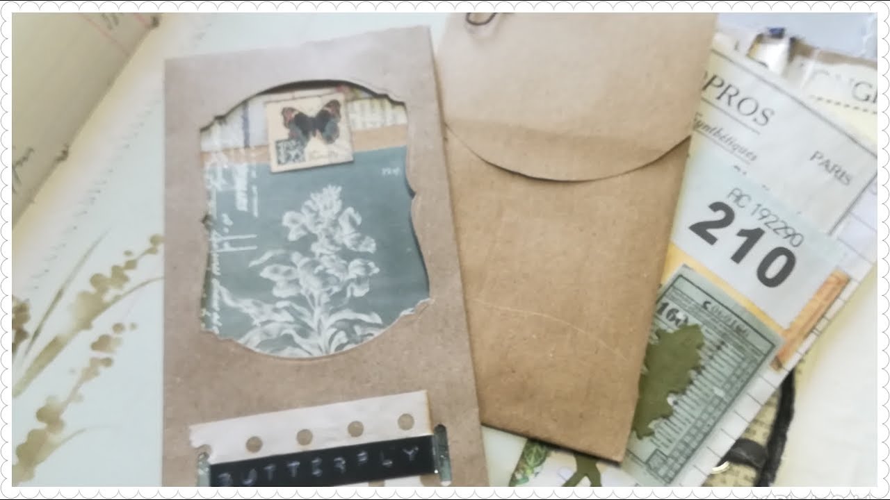 Decorative envelope with collage tag Tutorial - YouTube