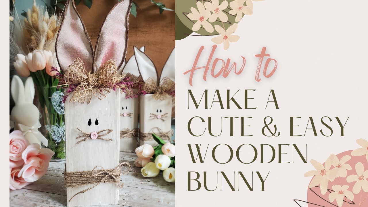 Fabric Ear Wooden Bunny for Spring! DIY Primitive Bunny Decor - YouTube