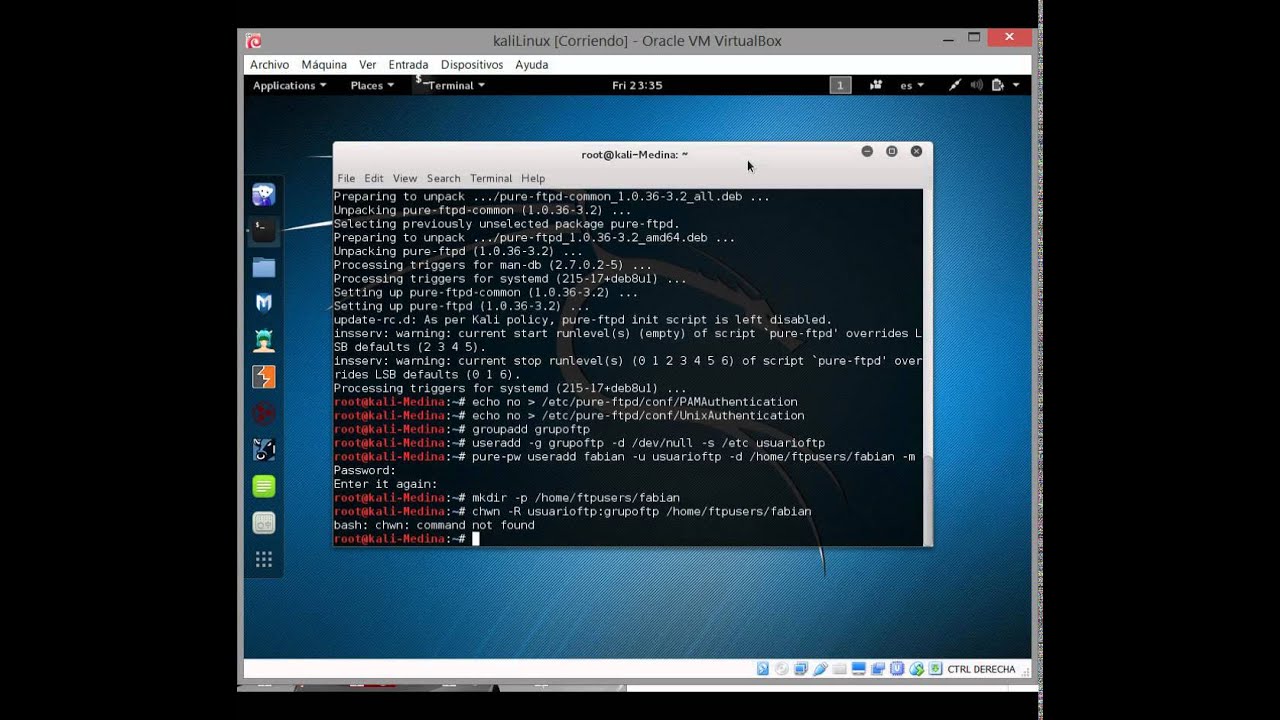Instalación Pure Ftpd Kali Linux Youtube