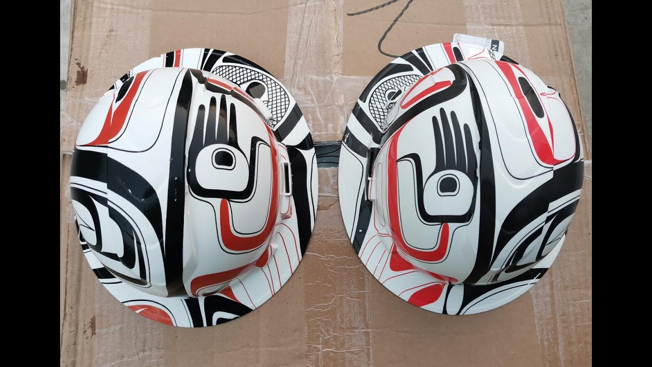 Custom hydro dipping hard hats with printable hydrographics film - YouTube